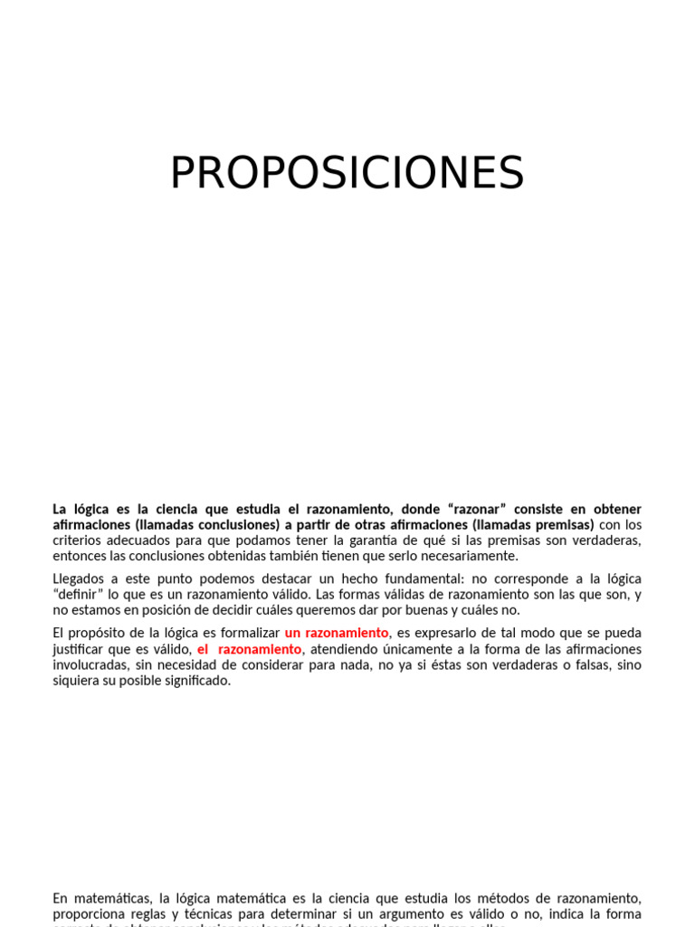 Proposiciones | PDF | Lógica | Proposición