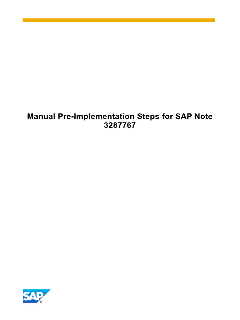 Manual Pre-Implementation Steps For SAP Note 3287767 | PDF