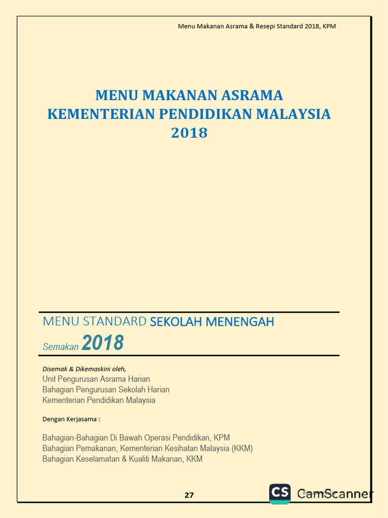 17 Buku Menu Resepi Standard Asrama Kpm 2018(2)(2) | PDF