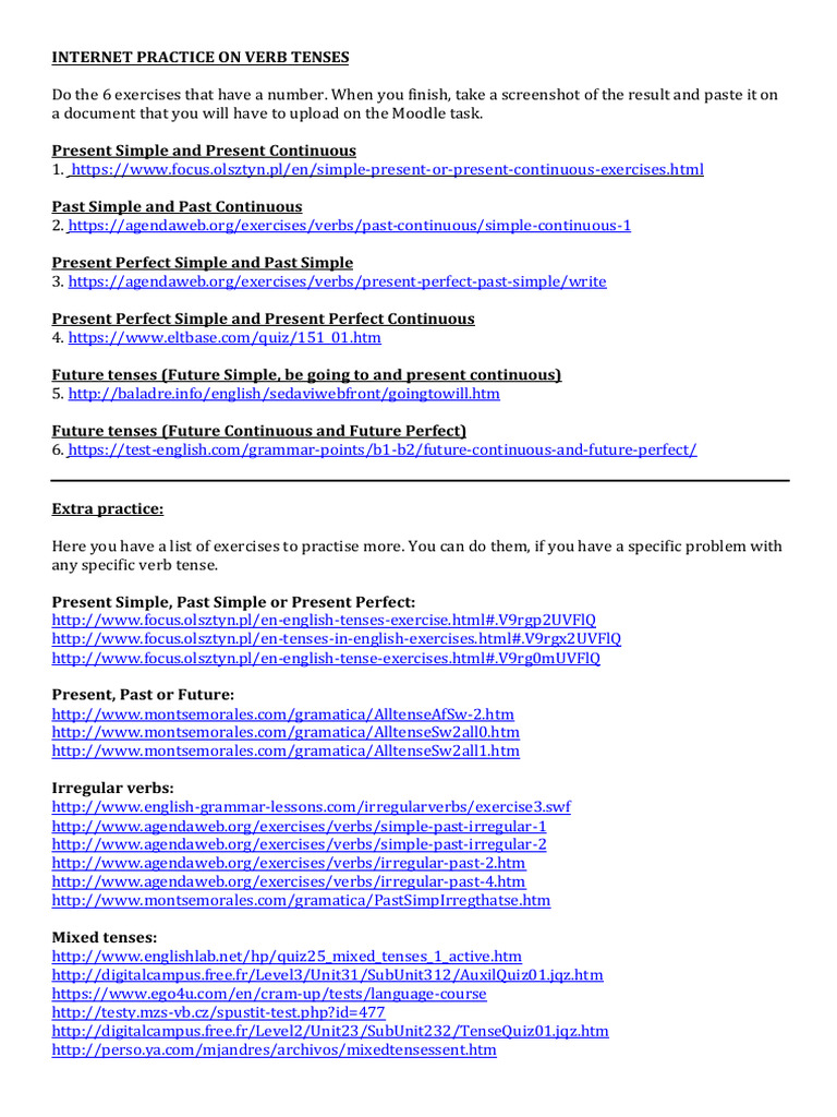 BAT2 Verb Tenses Internet Practice | PDF | Syntax | Semantic Units