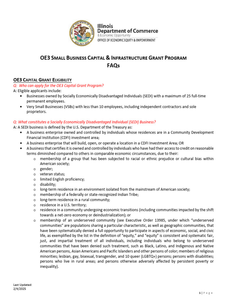OE3 Capital Grant Program FAQs | PDF | Wage | Employment