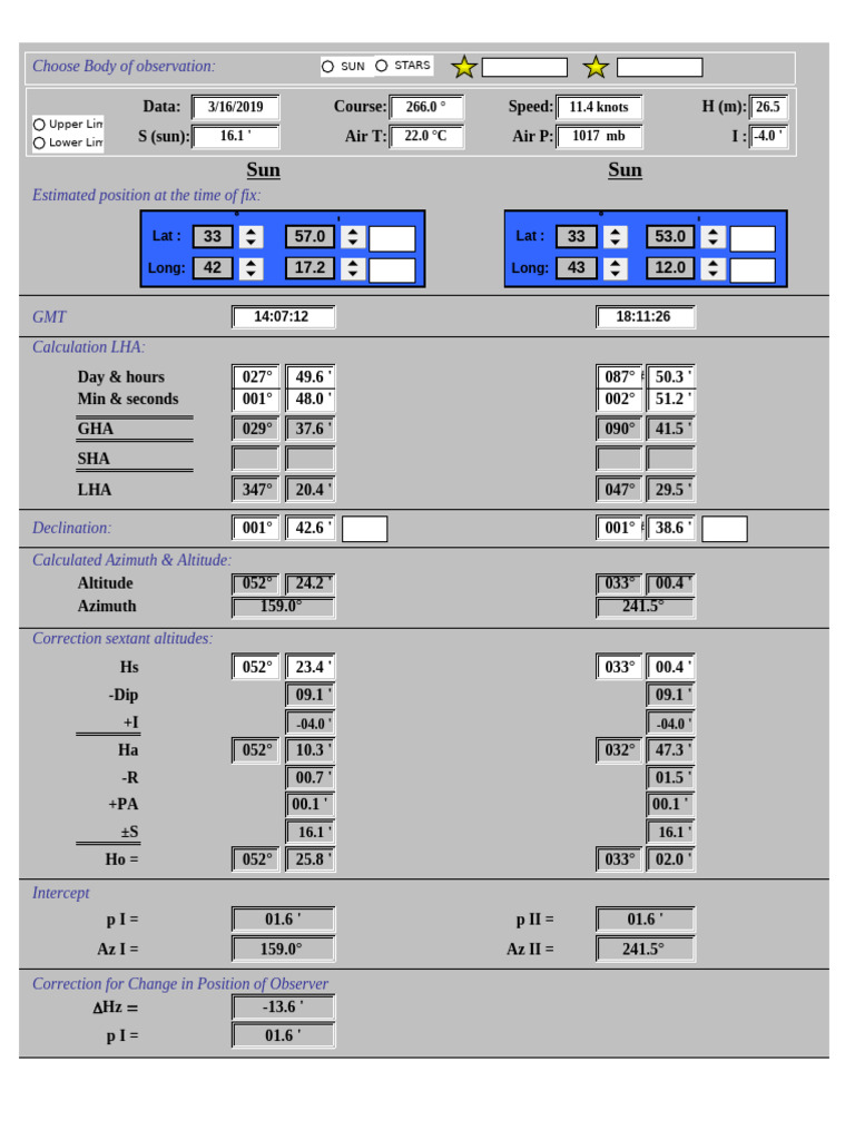Celestial Observation 16.03.19 | PDF | Astronomy | Navigation