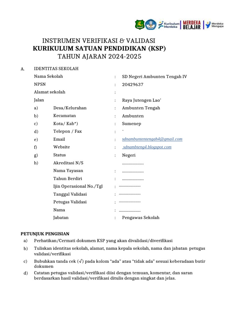 Validasi Kurikulum Satpend 2024 2025-1 | PDF