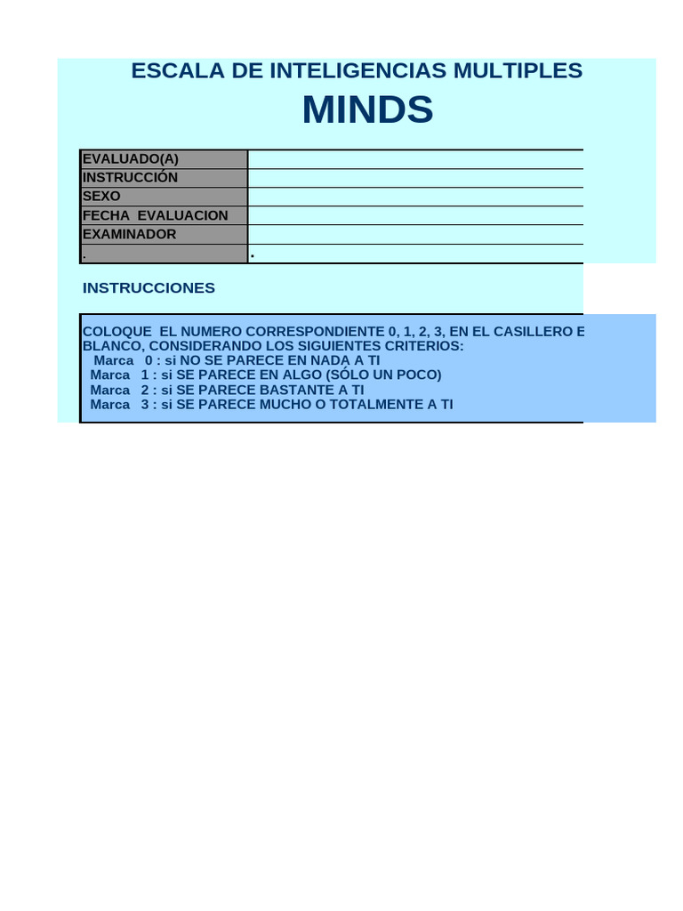 Evaluación de Inteligencias Múltiples | PDF | Pensamiento | Aprendizaje