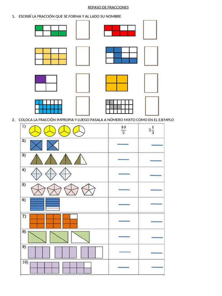 Repaso de Fracciones | PDF