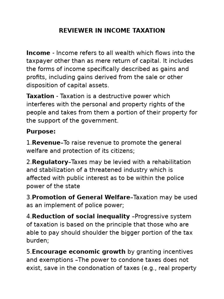 income tax reviewer | PDF | Taxes | Tax Exemption