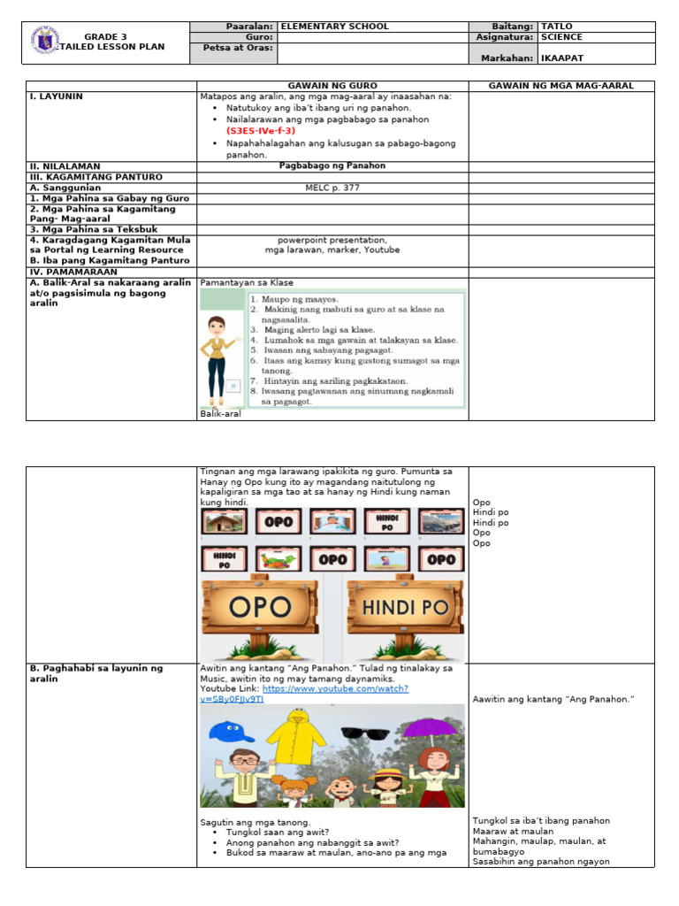 734537533-CO-DLP-Grade-3-Pagbabago-Ng-Panahon | PDF