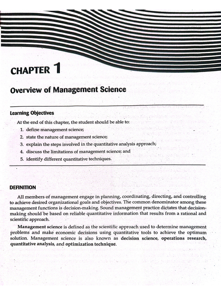 CHAPTER 1 Overview of Management Science | PDF