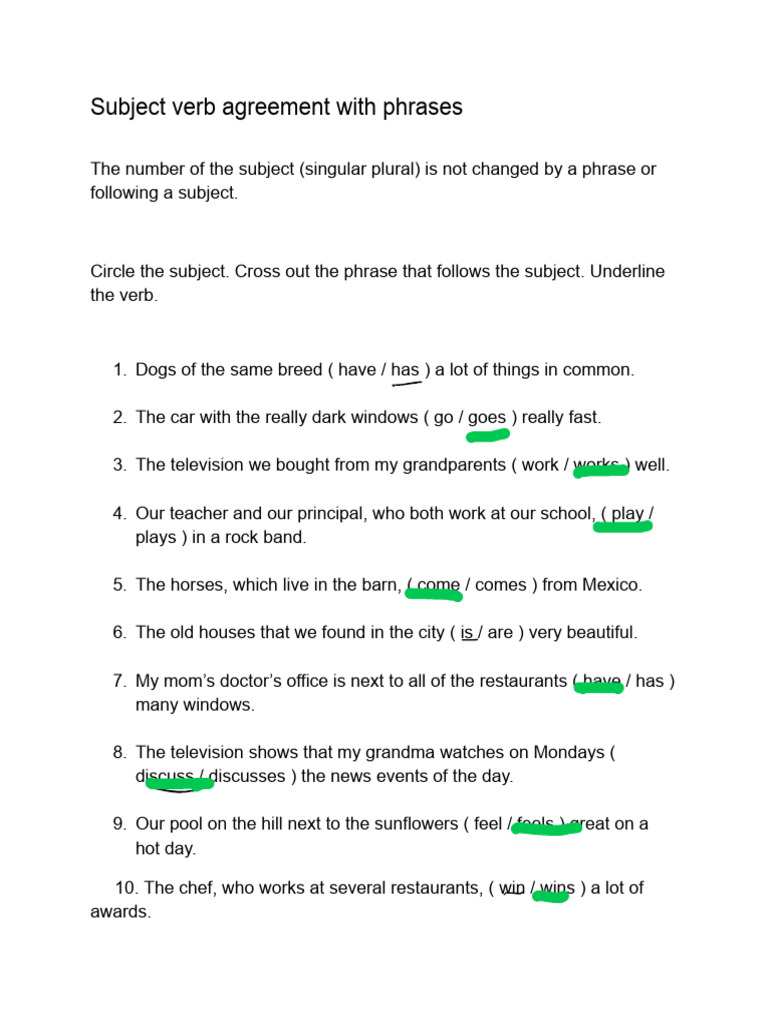 Edited - Subject-Verb Agreement | PDF