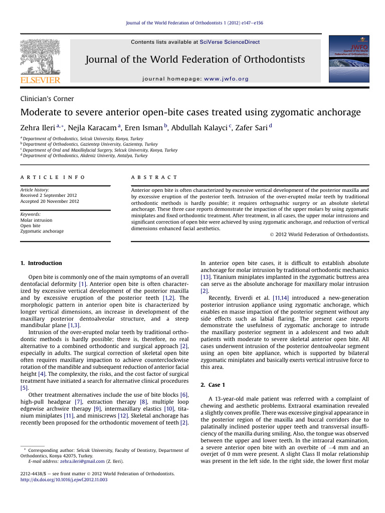 11 Moderate To Severe Anterior Open-Bite Cases Treated Using Zygomatic ...