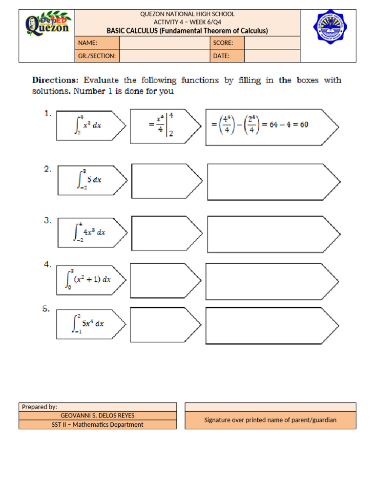 Activity 4 - Wk 6 - Fundamental Theorem of Calculus | PDF