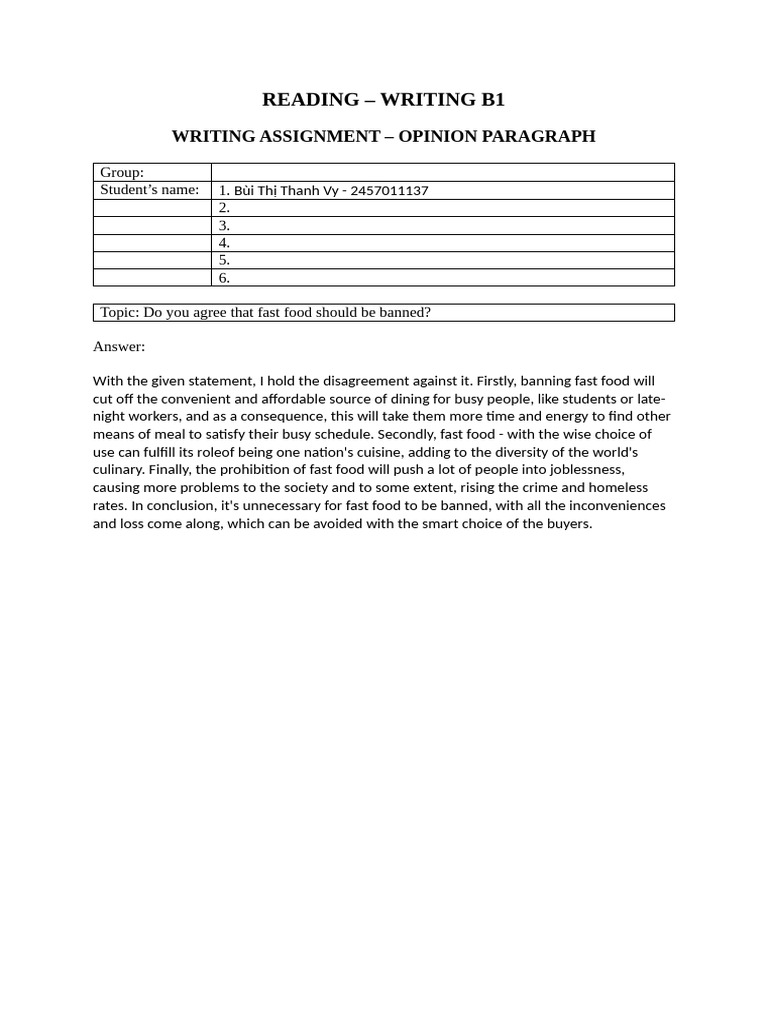 WRITING-B1-TEMPLATE- Thanh Vy | PDF