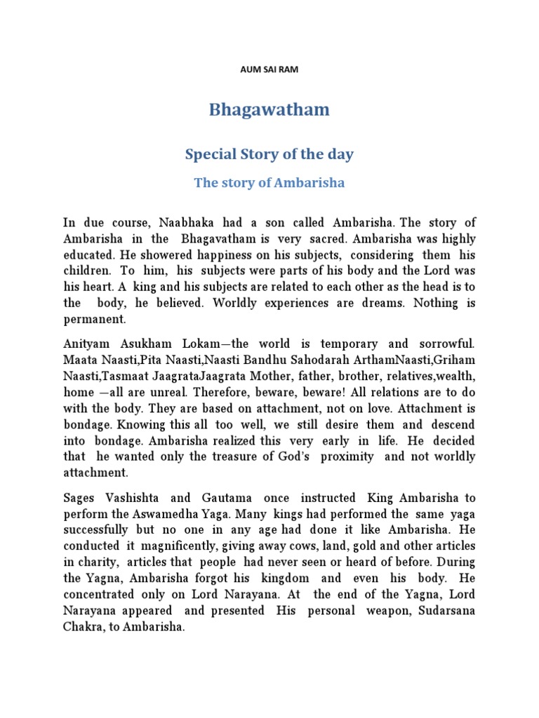 Ambarisha Special Story 1 | PDF | Hindu Mythology | Hindu Literature