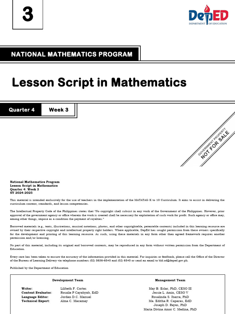 CO-2024-LS-Grade 3-NMP-quarter 4 - Week 3-Day 1 | PDF | Division (Mathematics) | Learning