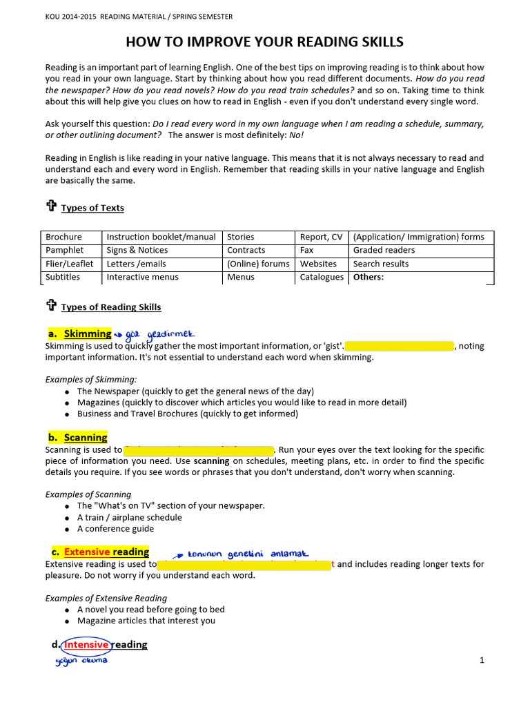 Improve Your English Reading Skills | PDF | Reading Comprehension ...