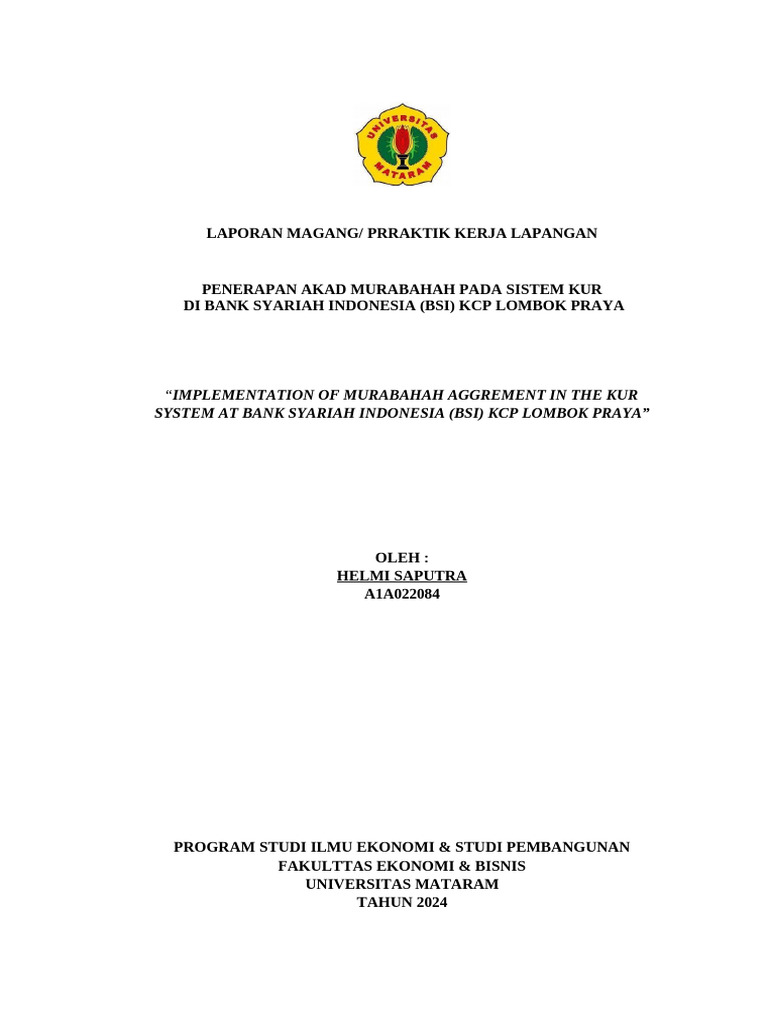 LAPORAN MAGANG BSI-HELMII (1) - Helmi Saputra | PDF
