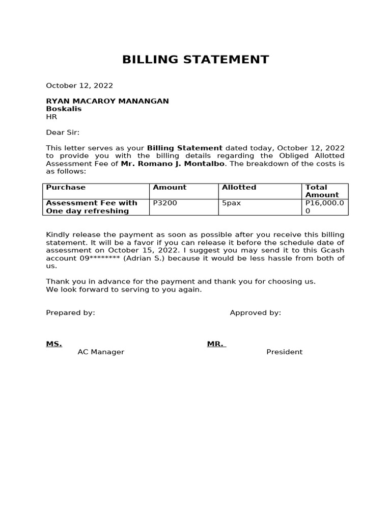 Billing Statement | PDF
