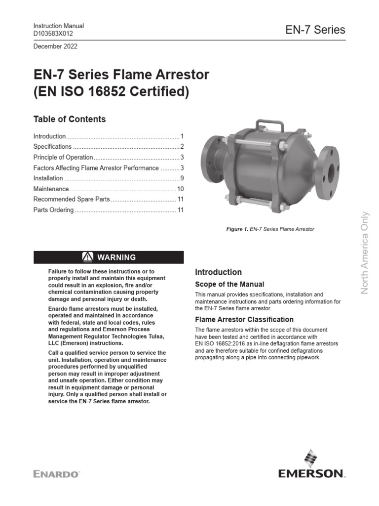 Manuals en 7 Series Flame Arrestor Atex Approved Instruction Manual Enardo en en 6994626 | PDF ...