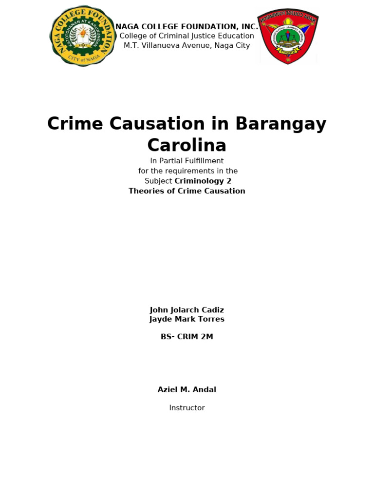 Crime Causation in Barangay | PDF