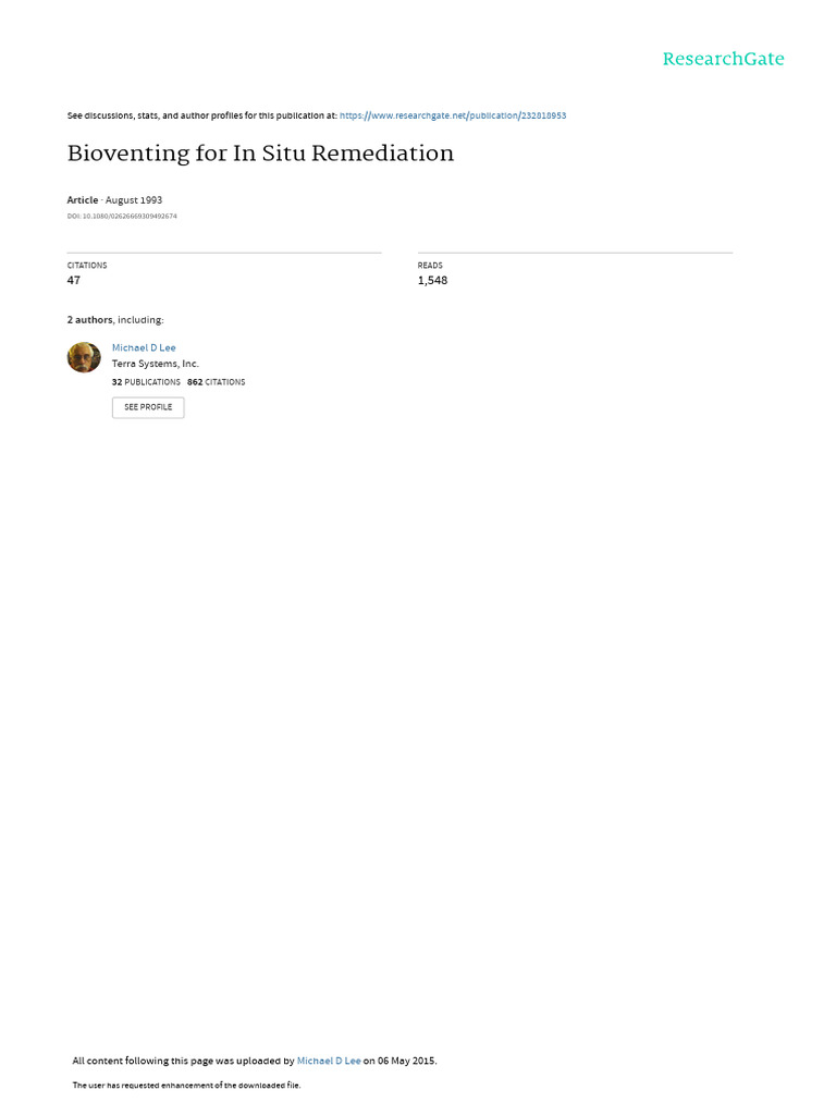 Bioventing_for_In_Situ_Remediation | PDF | Soil | Environmental Remediation