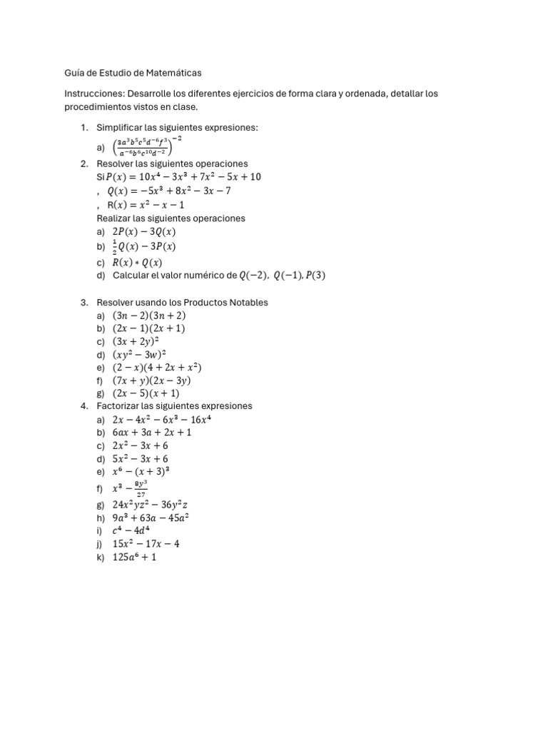 Guía de Estudio de Matemáticas-2025 | PDF