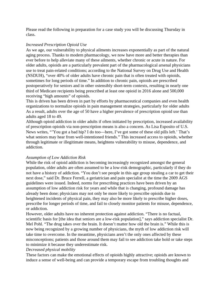 Prep For John Case Study | PDF | Substance Abuse | Opioid