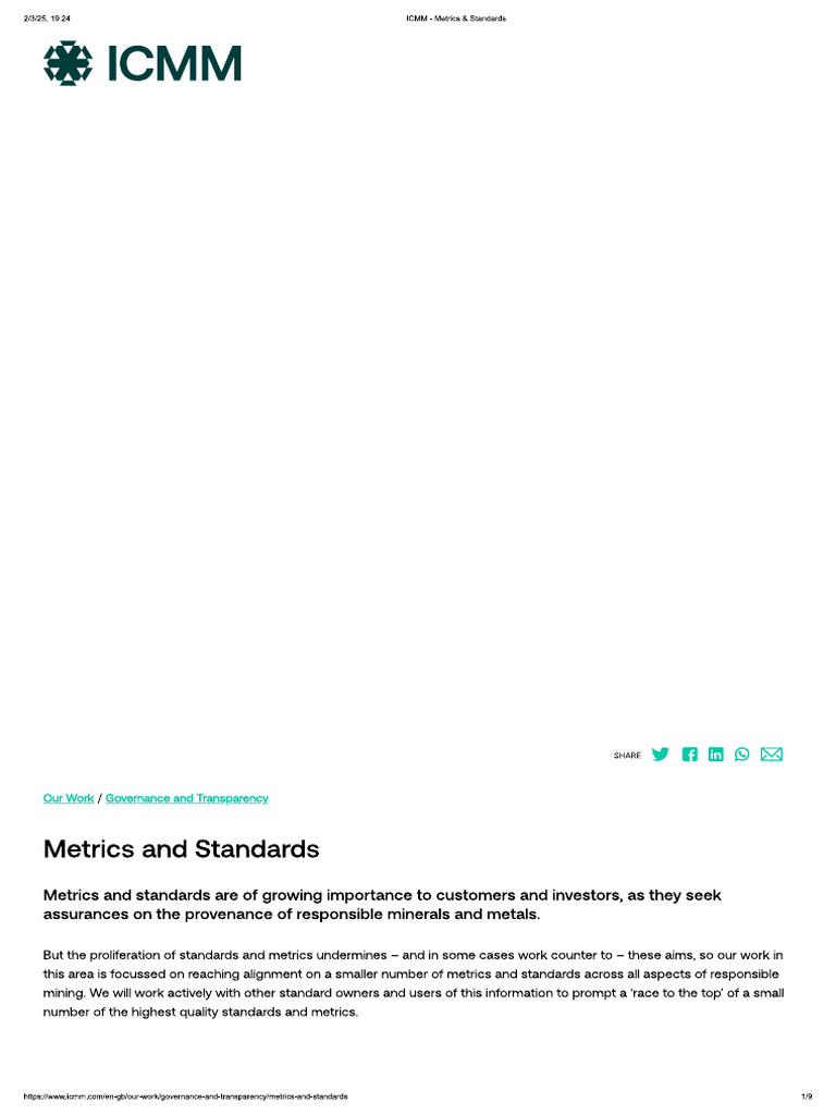 Metrics & Standards ICMM | PDF