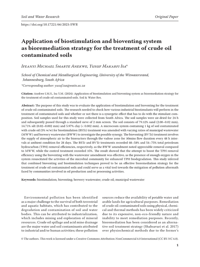 Application_of_biostimulation_and_bioventing_syste | PDF | Soil | Sewage