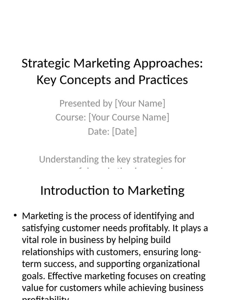 Strategic Marketing Presentation Pdf