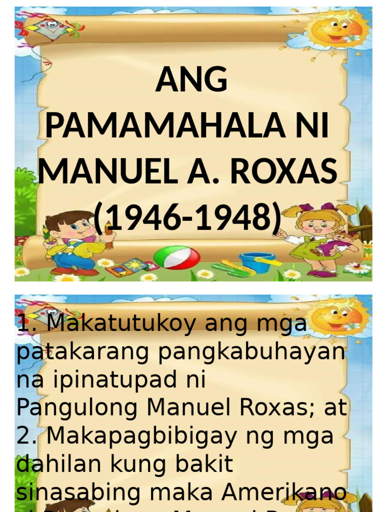 AP 6 PPT Q4 - Ang Pamamahala Ni Manuel Roxas | PDF