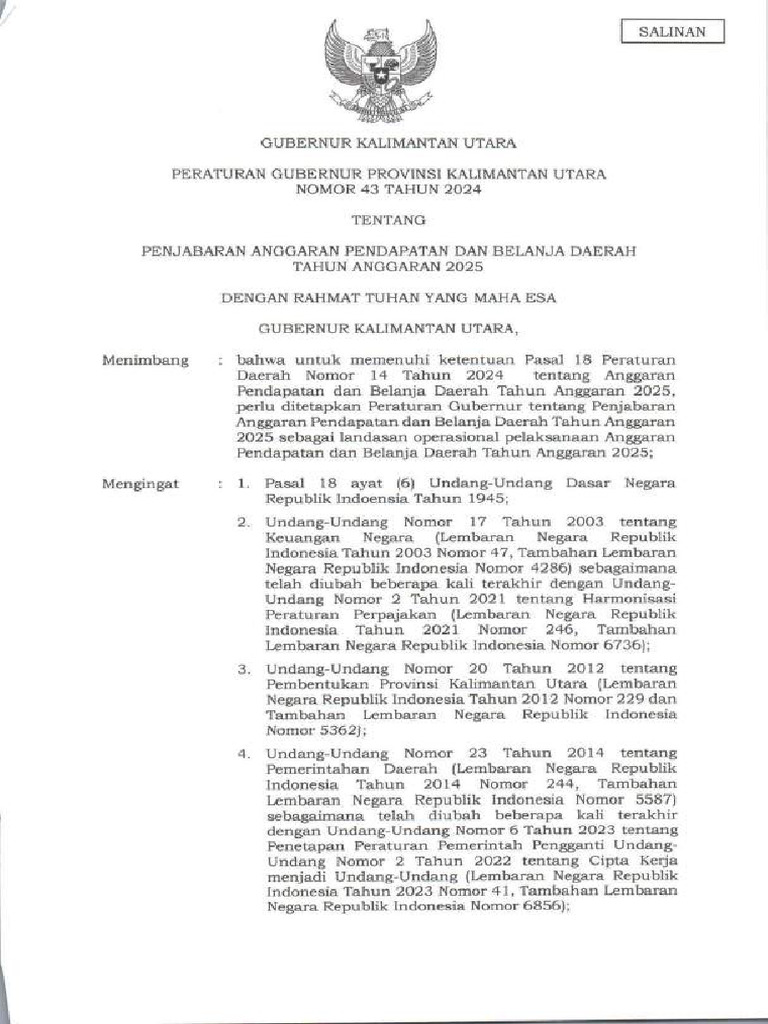 PERKADA PROVINSI KALTARA-compressed - Compressed | PDF