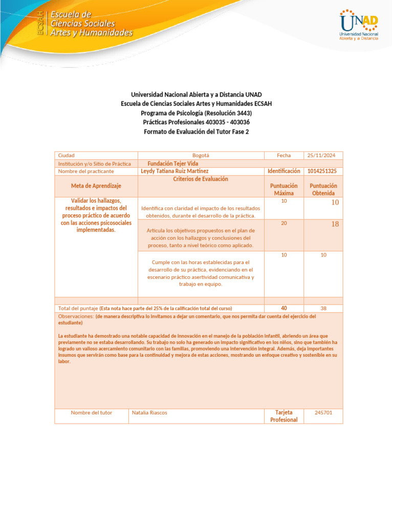 Formato Evaluación Tutor Fase 2 | PDF | Aprendizaje | Ciencias del comportamiento