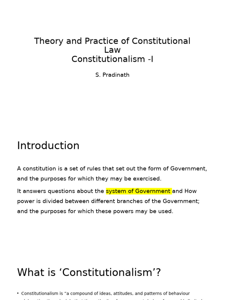 Constitutionalism - I | PDF | Constitutional Law | Separation Of Powers