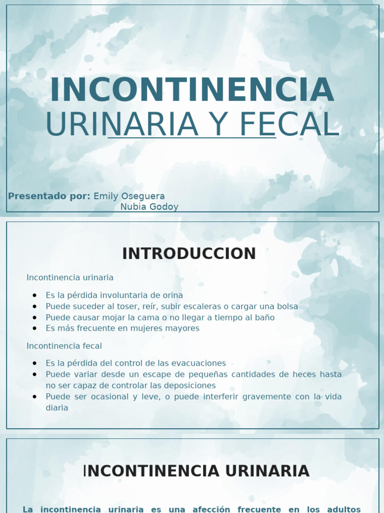 Incontinencia Urinaria y Fecal: Causas y Tratamientos | PDF | Heces ...