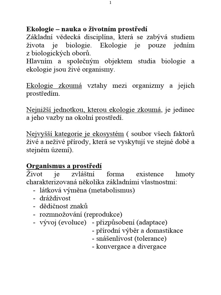 Zaklady Ekologie | PDF