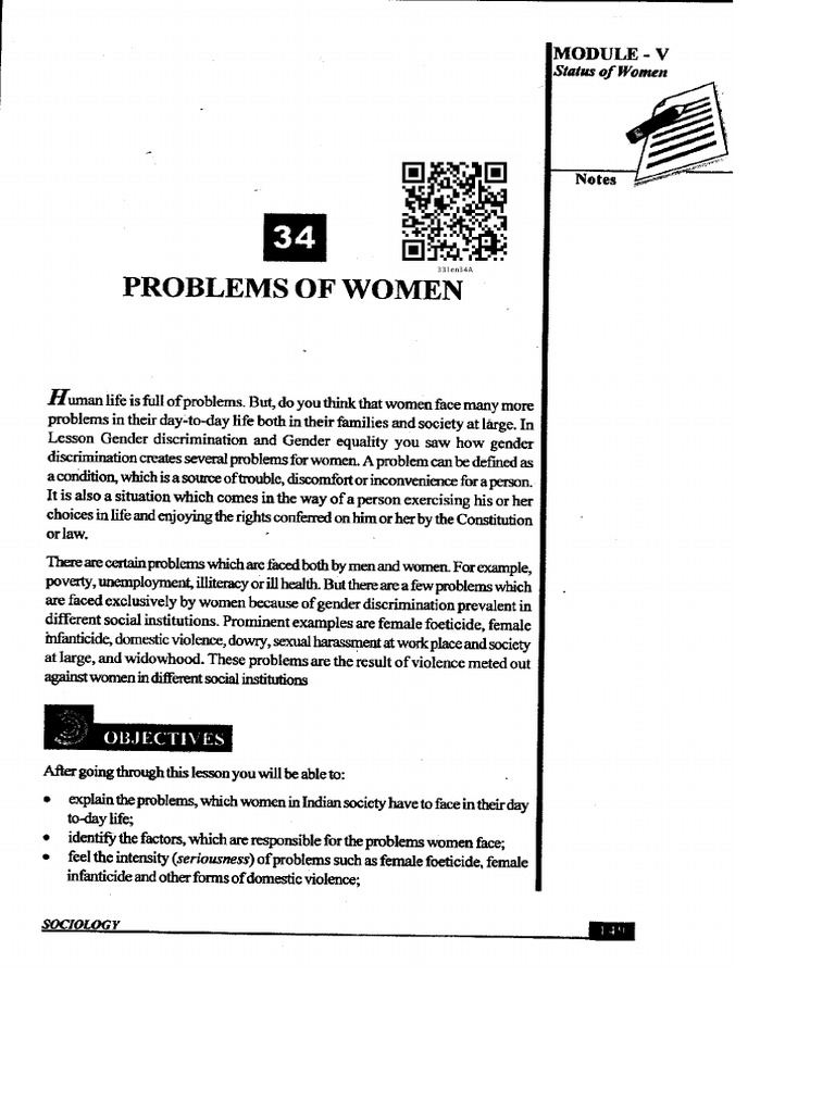 Optional Module-1 L-34 Problems of Women | PDF