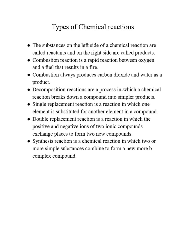 Types of Chemical Reactions Explained | PDF