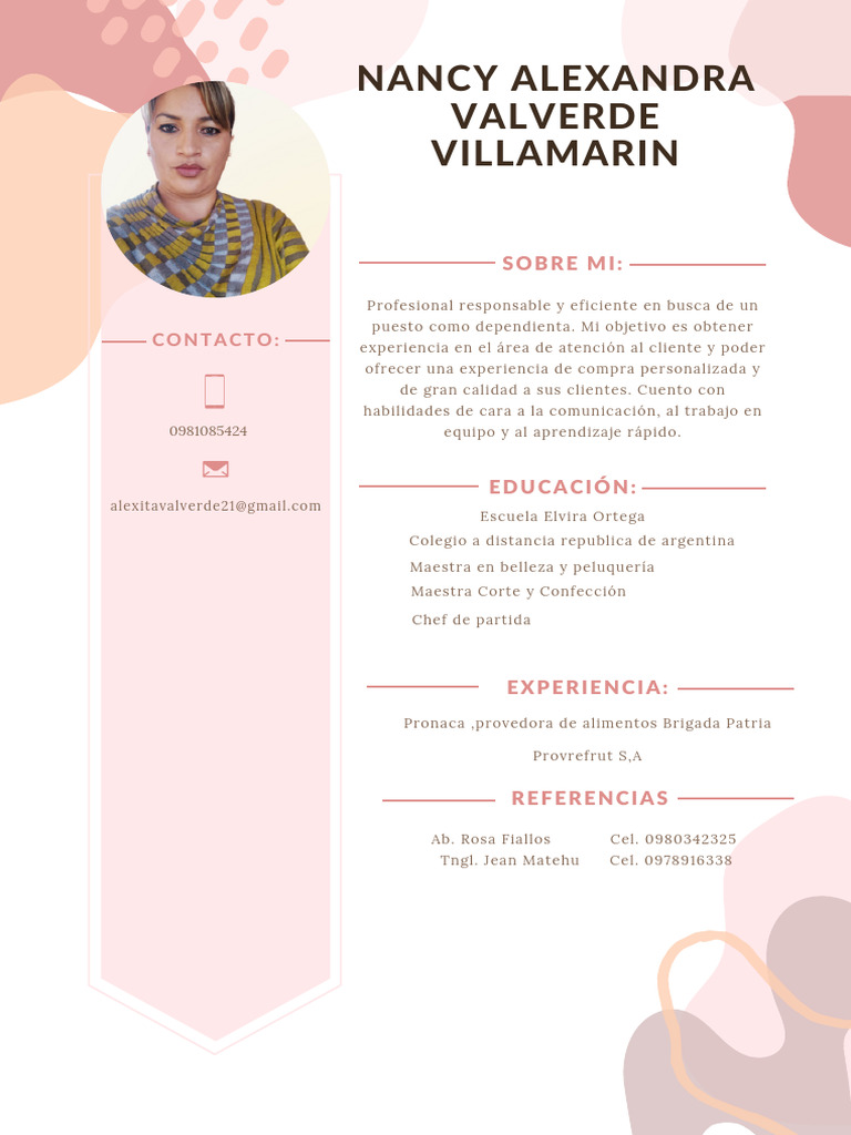 CV Alexa Valverde-Servicio de Catering | PDF | Sopa | ensalada