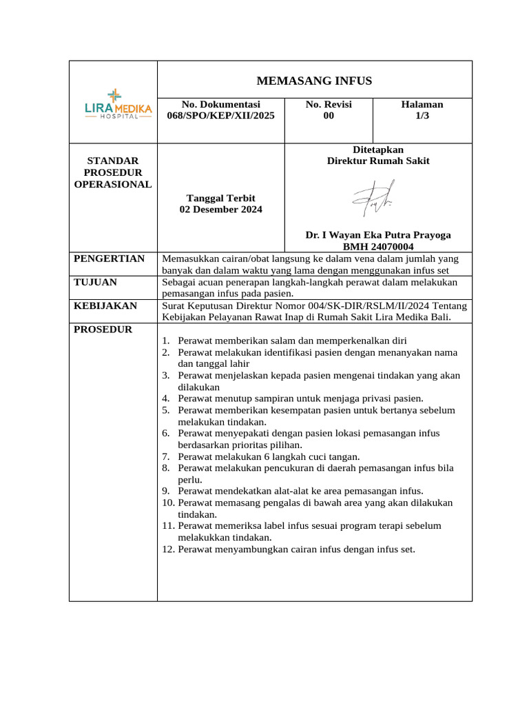 Panduan Pemasangan Infus untuk Perawat | PDF