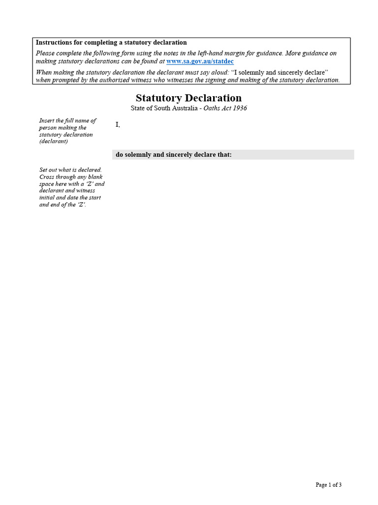 Guide to Completing a Statutory Declaration | PDF | Witness | Legal ...