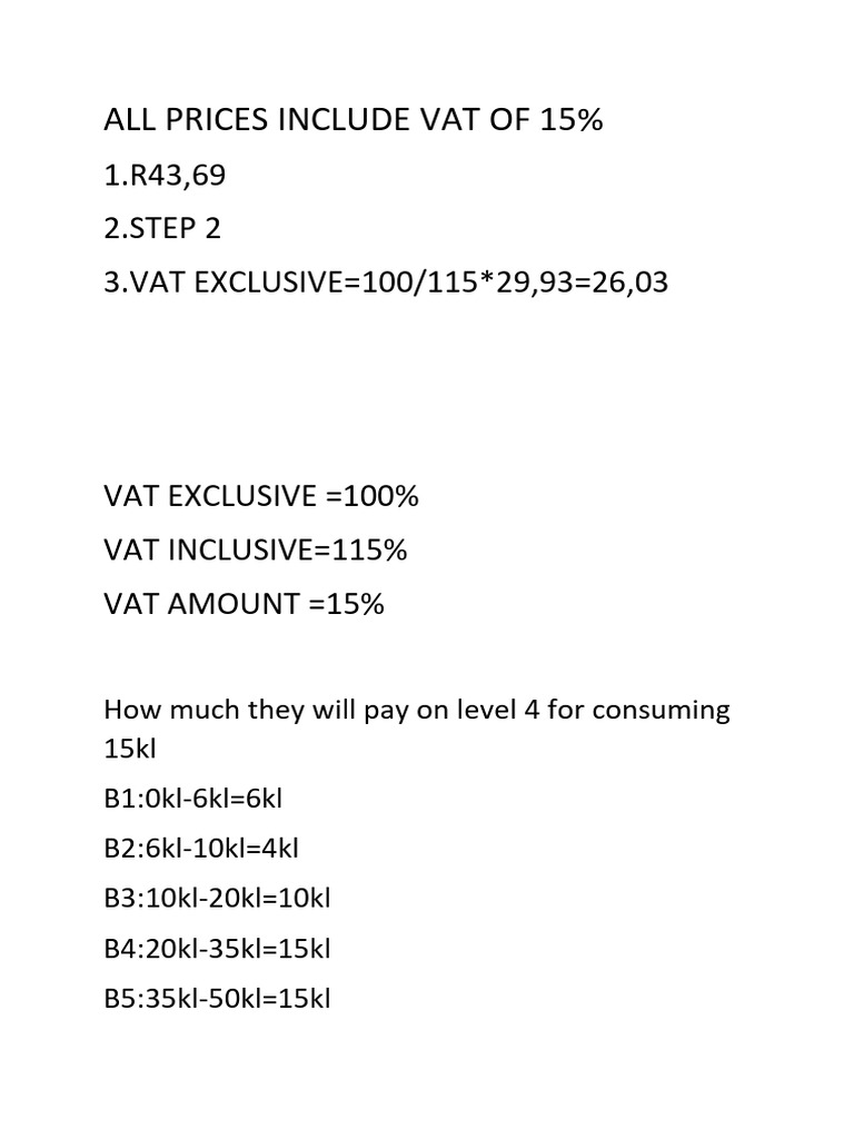 VAT Inclusive Pricing Breakdown | PDF