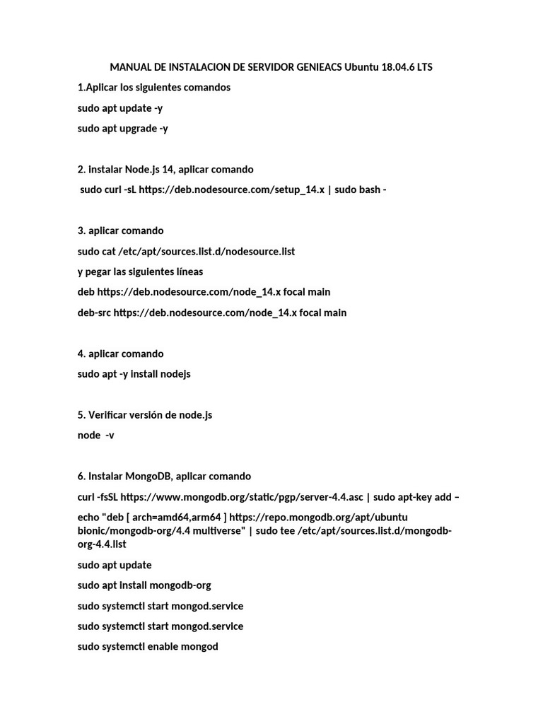 Instalación de GenieACS en Ubuntu 18.04 | PDF | Proyectos de software ...