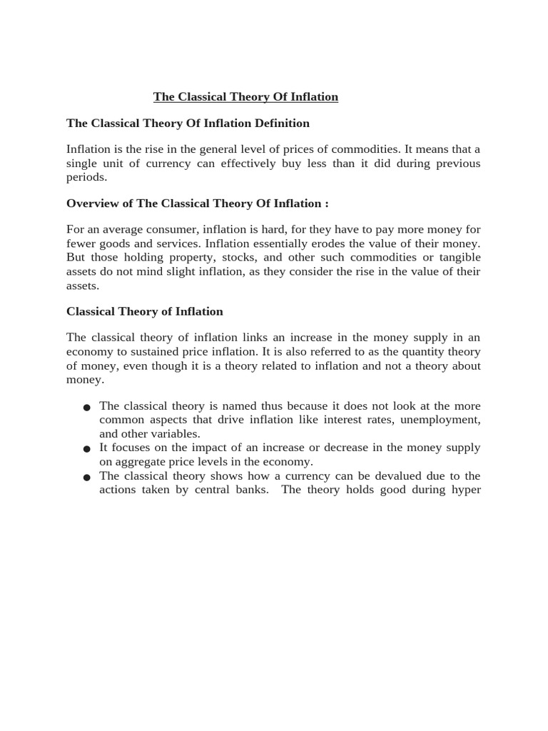 The Classical Theory of Inflation | PDF | Inflation | Money Supply