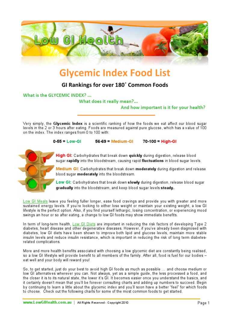 Low Gi Food List | PDF