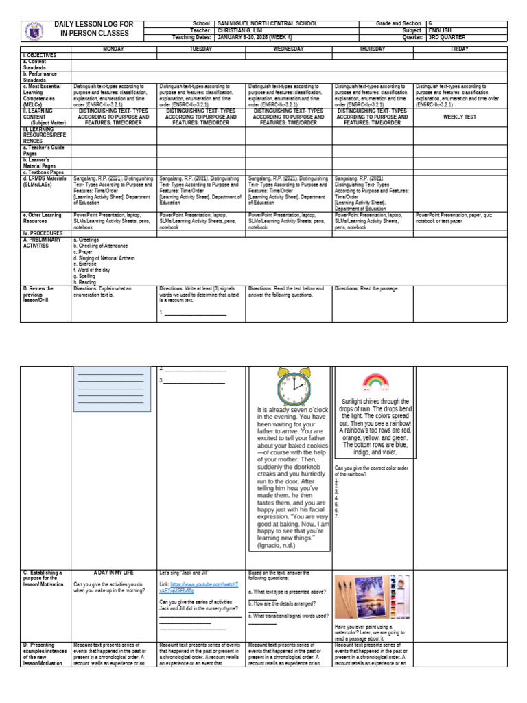 G5 Q3W4 DLL ENGLISH (MELCs) | PDF | Word | Color