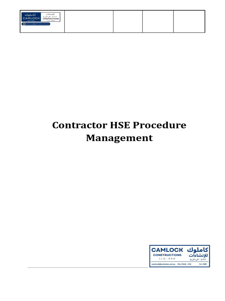 Contractor HSE Management Procedure - UPDATED | PDF | Occupational ...
