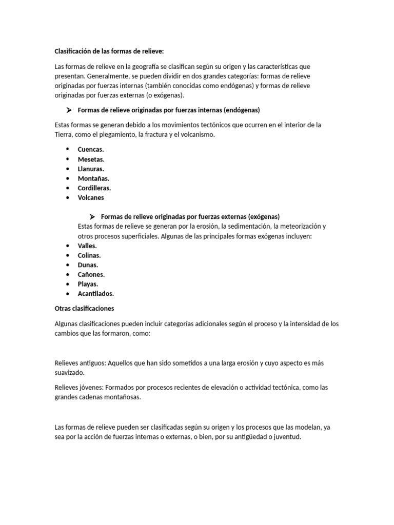Clasificación de Formas de Relieve | PDF | Terreno | Montañas