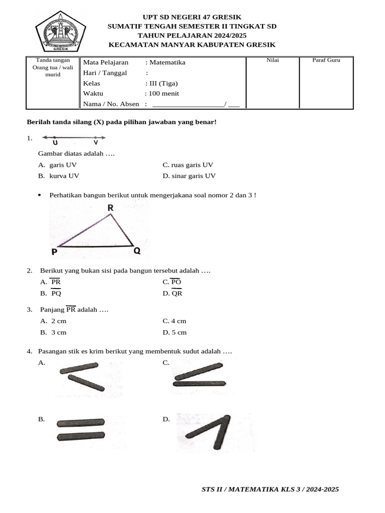 STS MTK - KLS 3 - Semester 2 - 2024-2025 | PDF