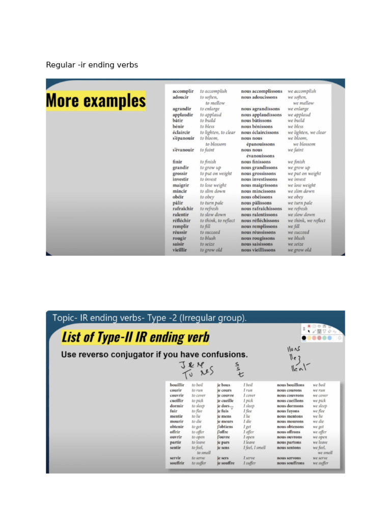 Regular Ir Ending Verbs | PDF