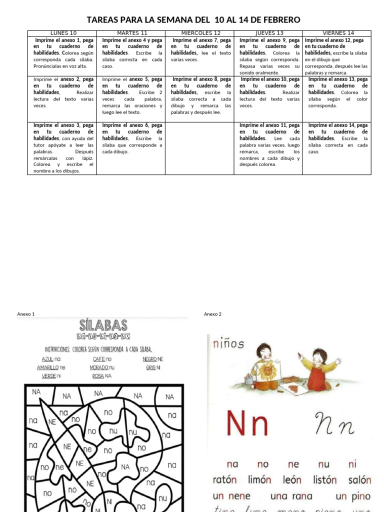 Lecto Escritura 2° B Del 10 Al 14 de Febrero | PDF | Escritura ...